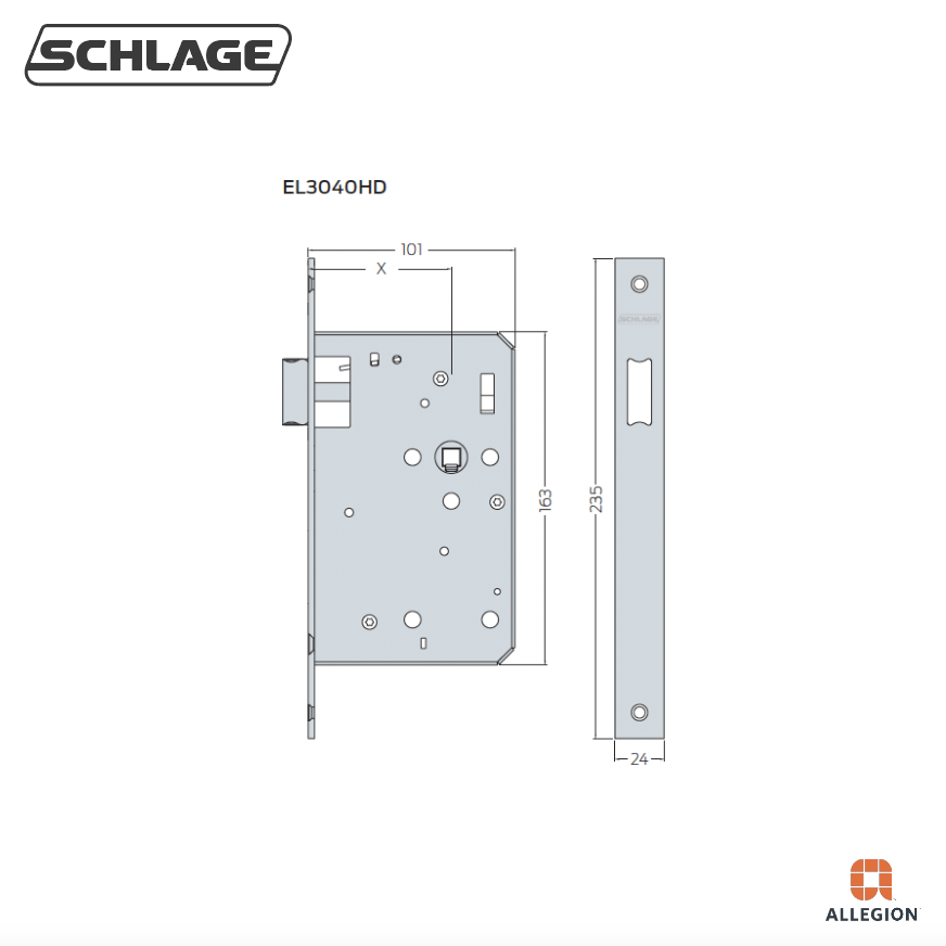 SCHLAGE EL3040HD HEAVY DUTY MORTISE PASSAGE LOCK | FaiShak